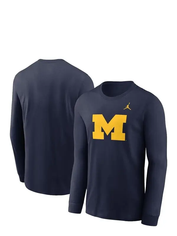 JORDAN BRAND Michigan Wolverines Primary Logo Long Sleeve T-shirt - Navy