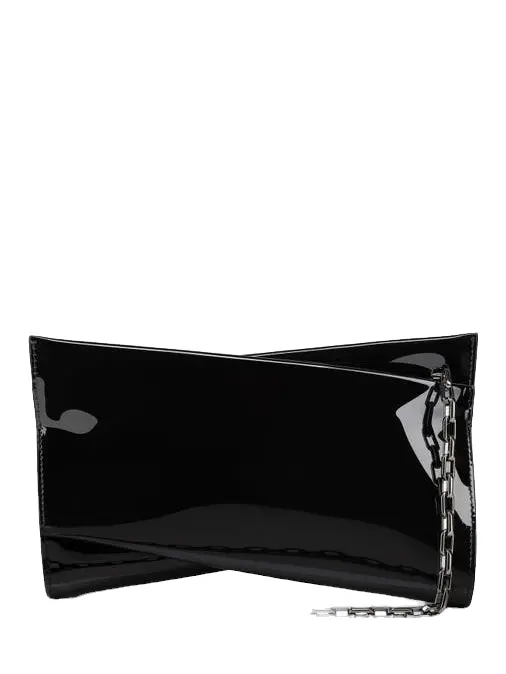 CHRISTIAN LOUBOUTIN Small Loubitwist Patent Leather Clutch - Black