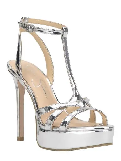 Jessica Simpson Sippete T-strap Platform Sandals - Silver