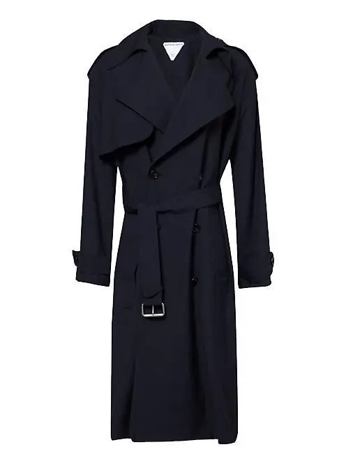 Bottega Veneta Double-breasted Wool Trench Coat - Midnight Blue