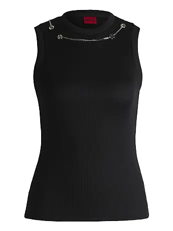Hugo Ribbed Stretch-jersey Vest - Black