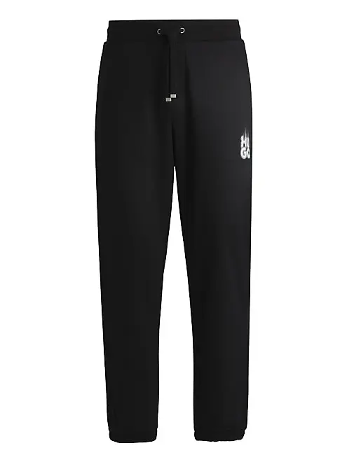 Hugo Branded-print Drawstring-waist Cotton-jersey Jogging Bottoms - Black