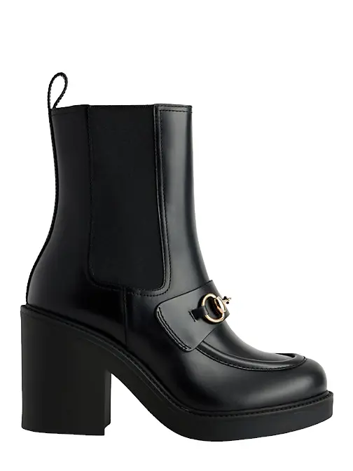 Gucci Horsebit Leather Ankle Boots - Black