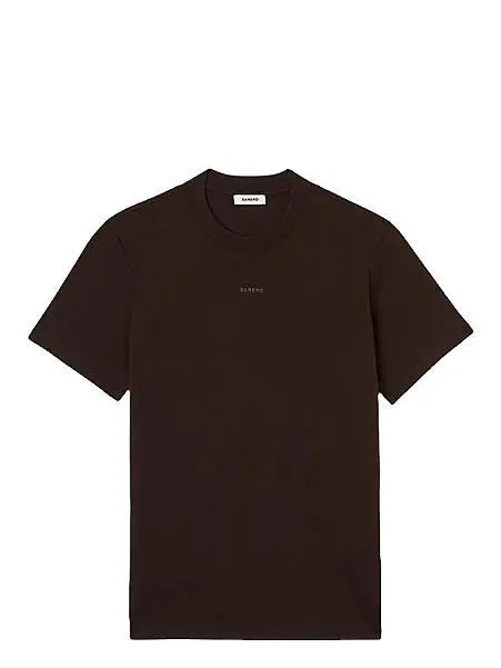 Sandro Logo-embellished Short-sleeve Cotton T-shirt - Chocolate