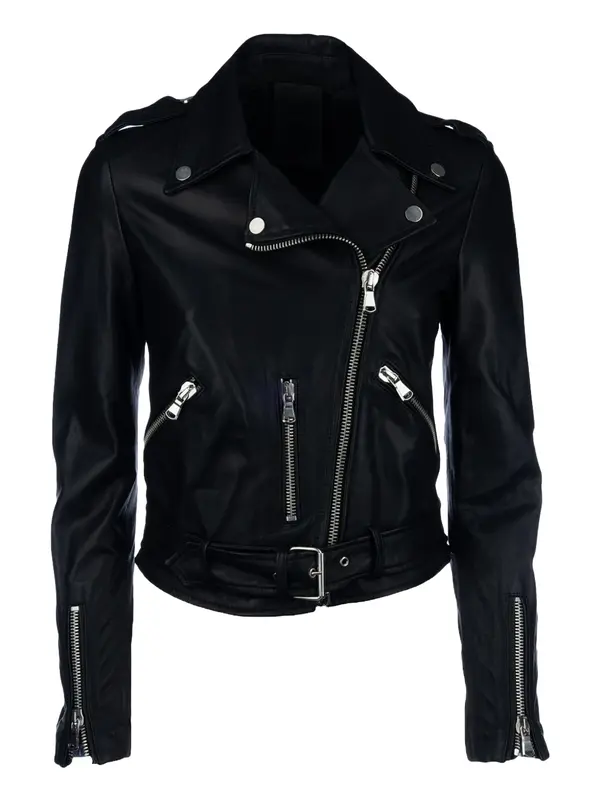 GIOCASTA Zip-down Biker Jacket - Black