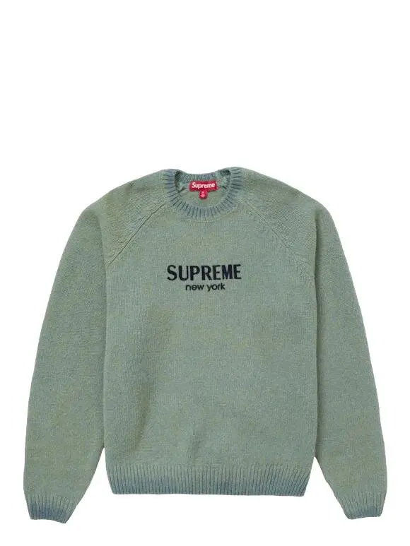 Supreme Flocked Logo Crewneck Sweater - Green