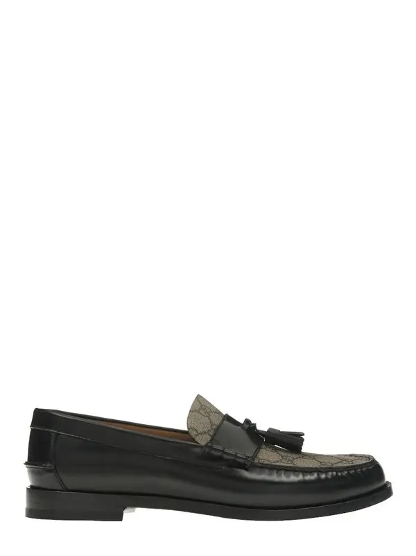 Gucci Gg Canvas Loafers With Tassel - Black/ebony