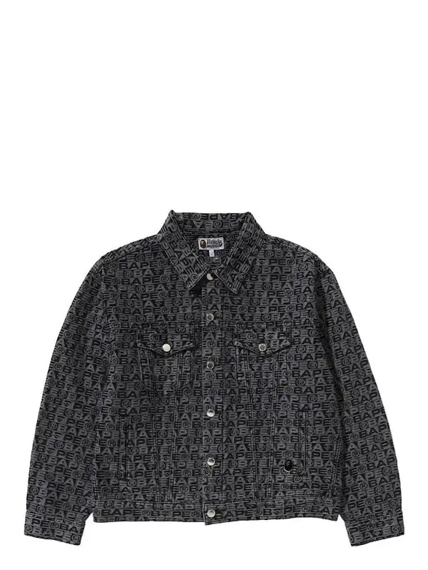 BAPE Jacquard Denim Trucker Jacket - Black