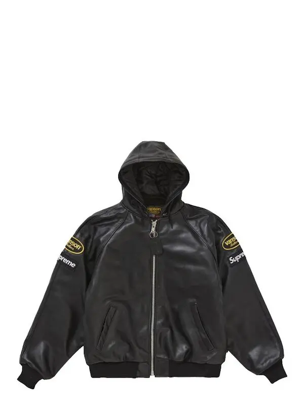 Supreme Vanson Leathers Hooded Work Jacket - Black
