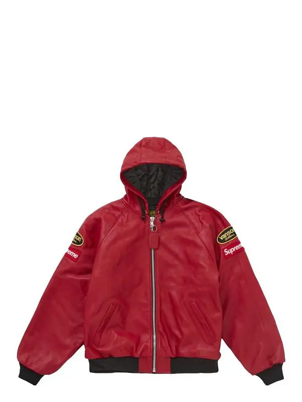Supreme Vanson Leathers Hooded Work Jacket - Red