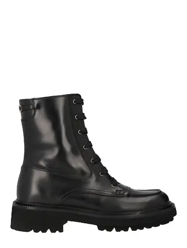 FERRAGAMO Calfskin Ankle Combat Boots - Black
