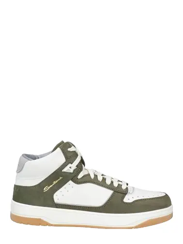 Santoni Military Leather High-top Sneakers - Green