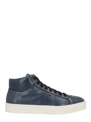 Santoni Leather High-top Sneakers - Navy
