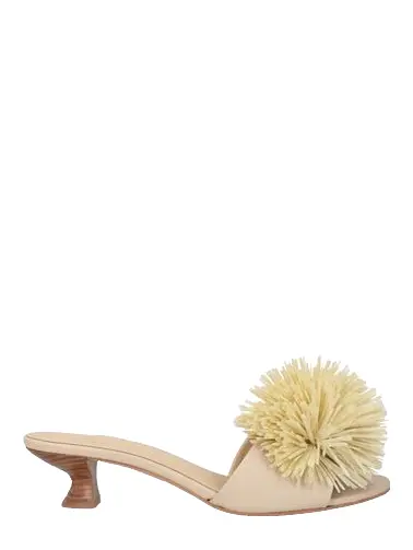 PALOMA BARCELO Leather Slide Sandals - Beige