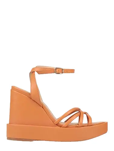 PALOMA BARCELO Leather Wedge Sandals - Brown