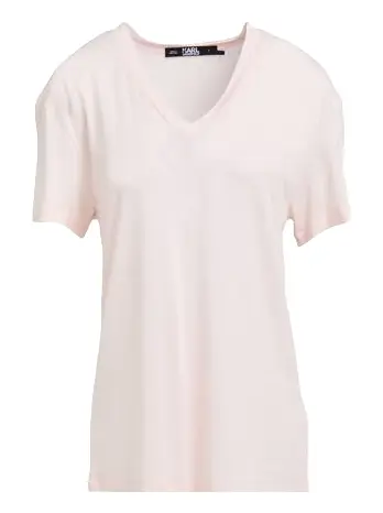 Karl Lagerfeld Embroidered Logo V-neck Top - Pink
