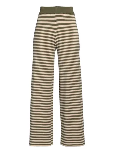 VICOLO Striped Straight-leg Trousers - Green