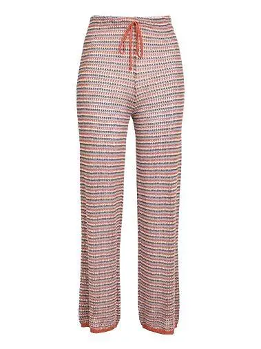 VICOLO Striped Knitted Pants - Red