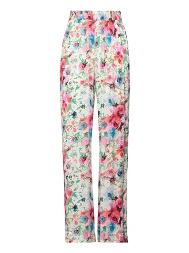 KAOS Wide-leg Floral-print Pants - White