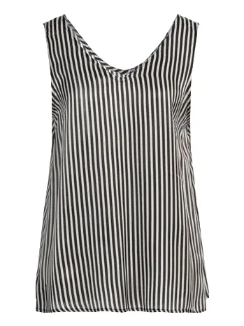 SHIRTAPORTER Striped Satin Top - Black