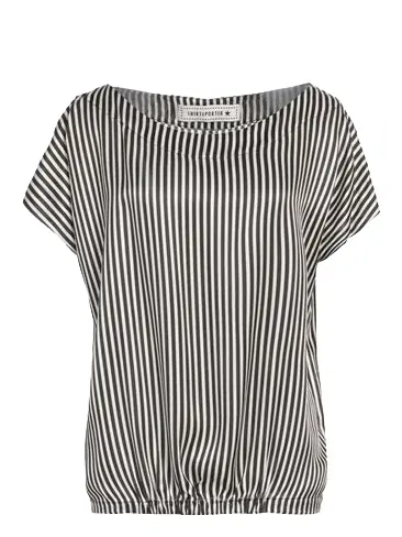 SHIRTAPORTER Striped Satin Top - Black