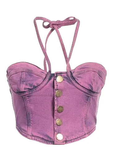 Pinko Denim Corset Top - Purple