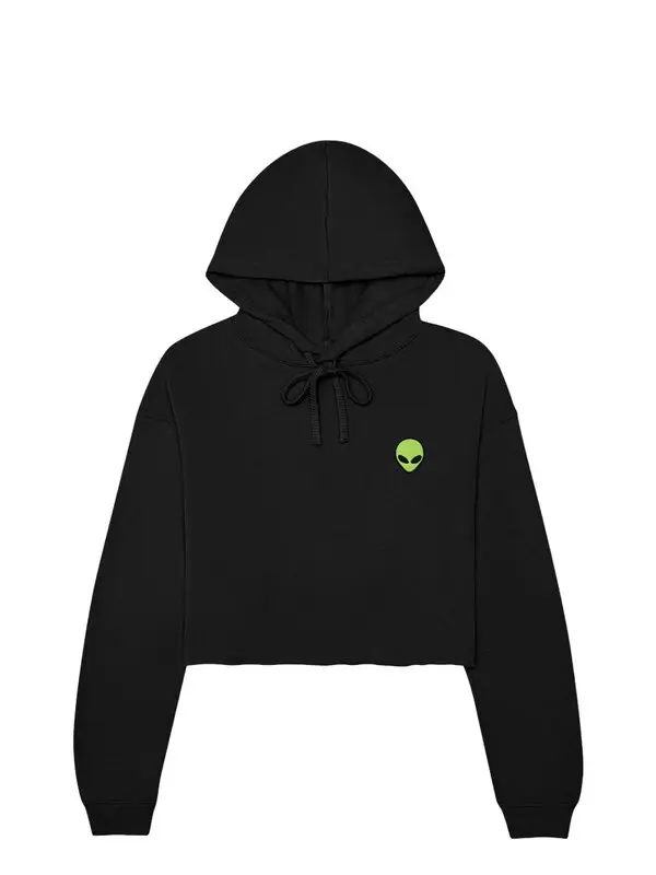 DALIX Alien Cropped Fleece Hoodie - Black