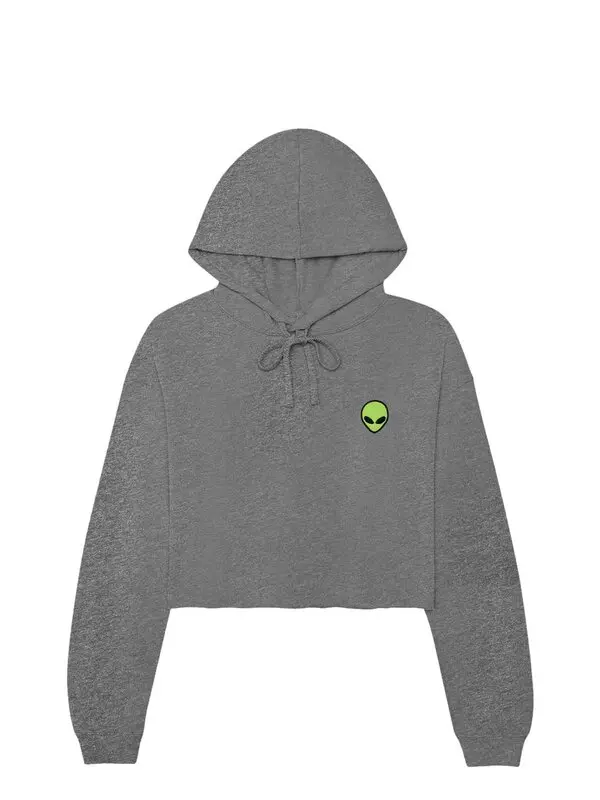 DALIX Alien Cropped Fleece Hoodie - Deep Heather
