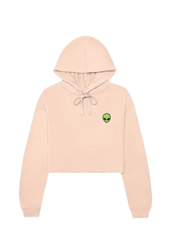 DALIX Alien Cropped Fleece Hoodie - Peach