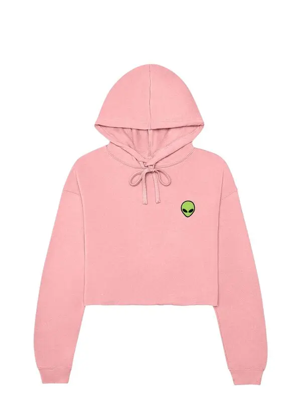 DALIX Alien Cropped Fleece Hoodie - Pink