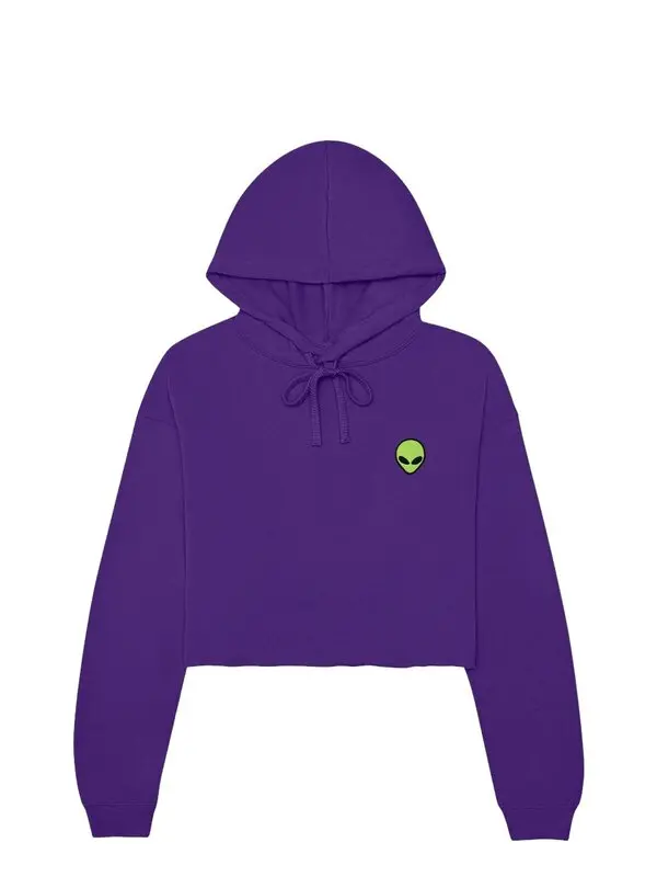 DALIX Alien Cropped Fleece Hoodie - Team Purple