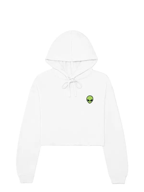 DALIX Alien Cropped Fleece Hoodie - White