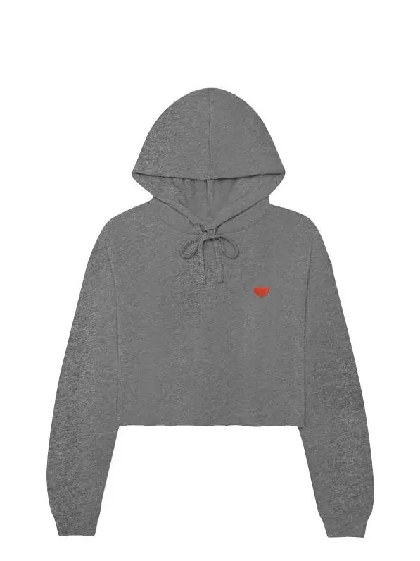 DALIX Pixel Heart Cropped Hoodie - Deep Heather