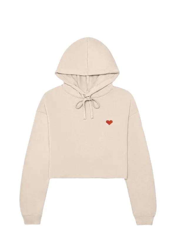 DALIX Pixel Heart Cropped Hoodie - Heather Dust
