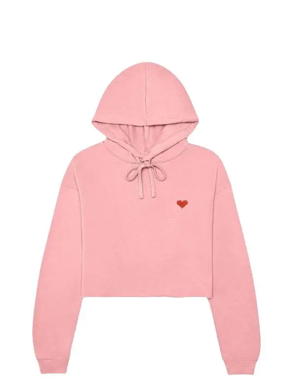 DALIX Pixel Heart Cropped Hoodie - Pink