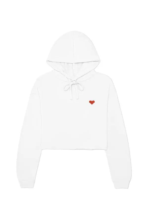 DALIX Pixel Heart Cropped Hoodie - White