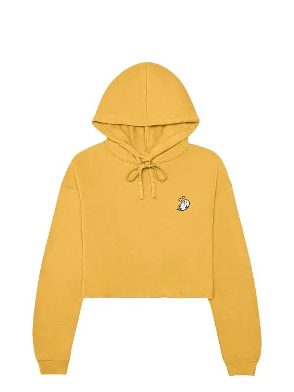 DALIX Heartly Ghost Cropped Hoodie - Heather Mustard