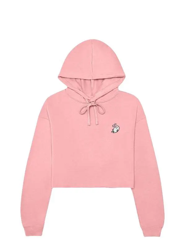 DALIX Heartly Ghost Cropped Hoodie - Pink