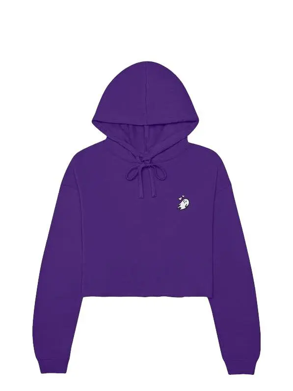 DALIX Heartly Ghost Cropped Hoodie - Team Purple