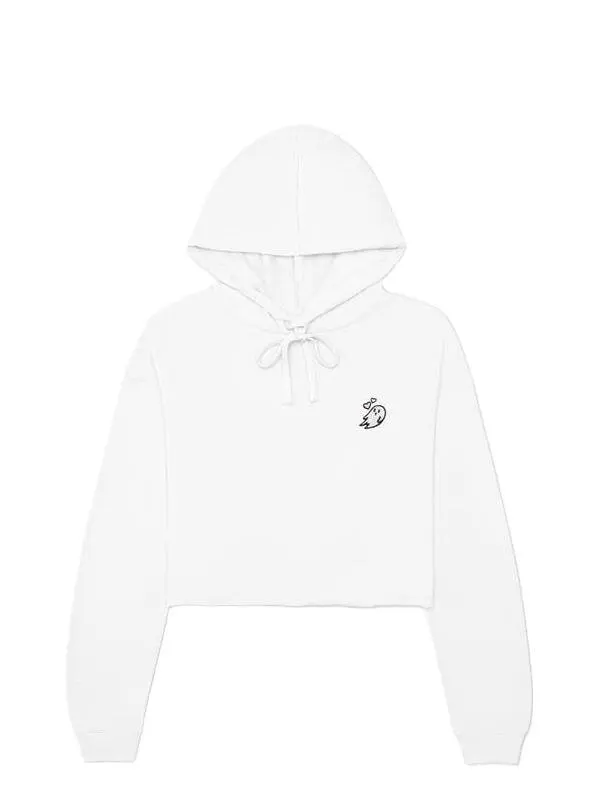 DALIX Heartly Ghost Cropped Hoodie - White