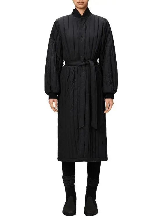 Rains Banja Belted Quilted Liner Coat - Black