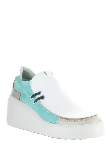 Fly London Davy Platform Wedge Sneakers - Silver/white/ Mint