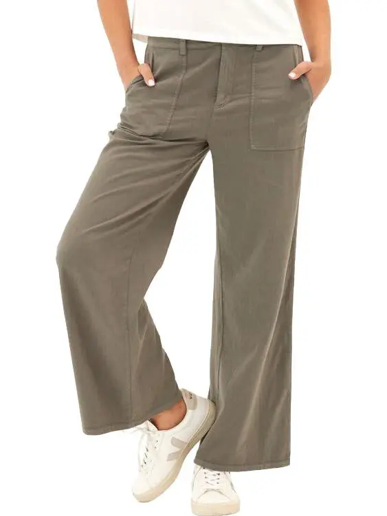 THREADS 4 THOUGHT Pamela Stretch Twill Wide Leg Pants - Artichoke