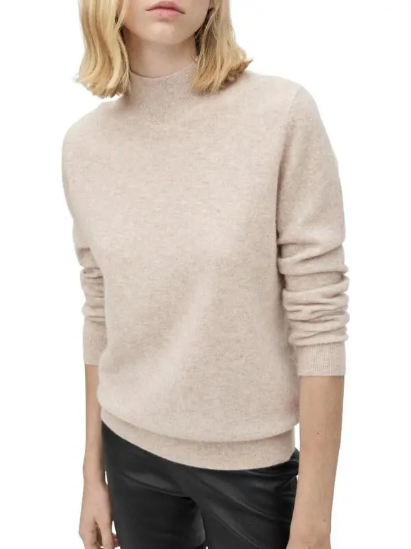 Mango Cashmere Mock Neck Sweater - Light/ Pastel Grey