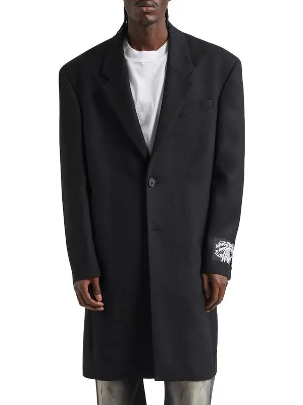 Acne Studios Single Breasted Wool Gabardine Topcoat - Black