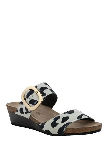 Naot Magic Wedge Sandal - White Leopard Suede