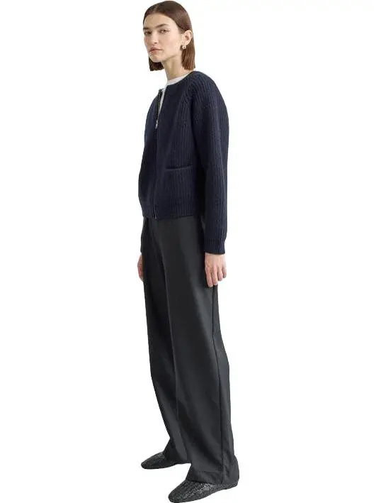 Almina Concept Knit Zip-up Cardigan - Navy