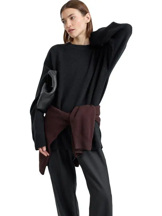 Almina Concept Oversized Wool Cashmere Crewneck Sweater - Black