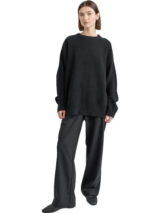 Almina Concept Oversized Wool Cashmere Crewneck Sweater - Black