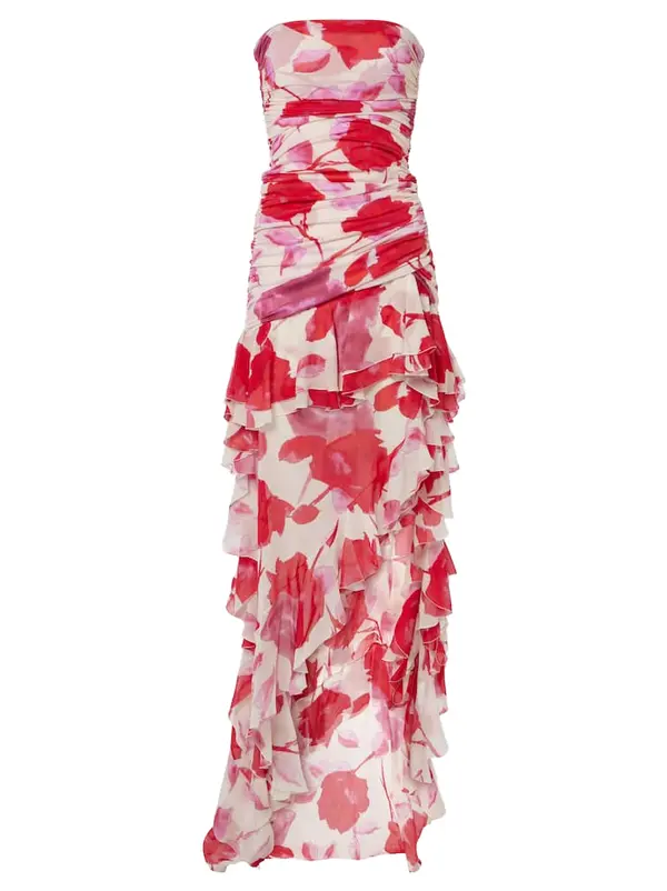Blumarine Georg Ruffled Asymmetric Maxi Dress - Multicoloured